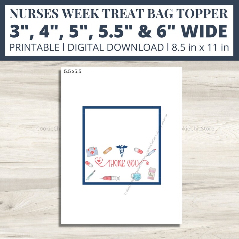 Nurses Week 2026 Thank You Appreciation Cookie Bag Topper Template for ...