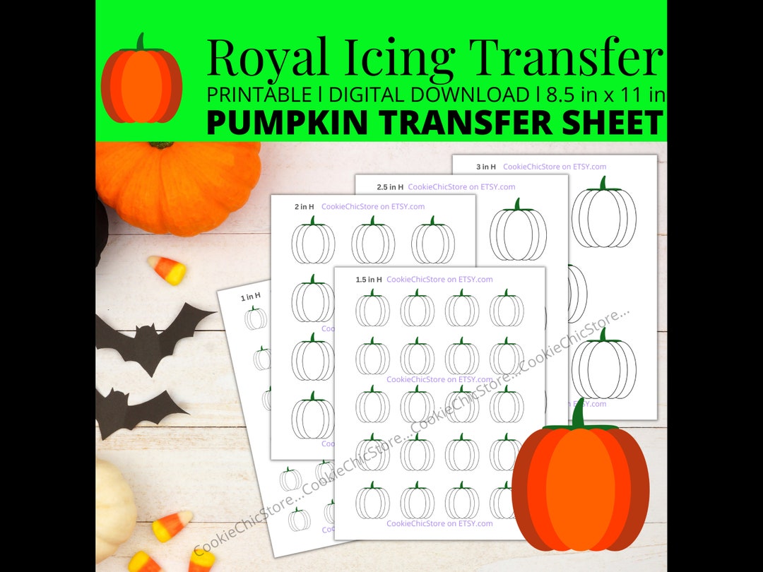 Thanksgiving Pumpkin Royal Icing Transfer Sheet, Fall Royal Icing ...