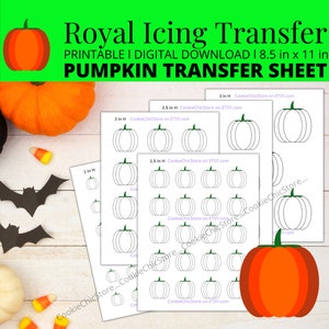 Thanksgiving Pumpkin Royal Icing Transfer Sheet, Fall Royal Icing ...