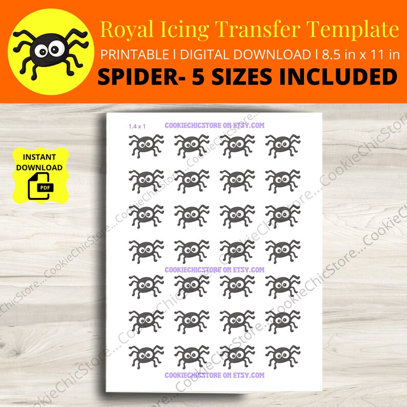 Halloween Royal Icing Transfer Sheet Spider Transfer Spider - Etsy