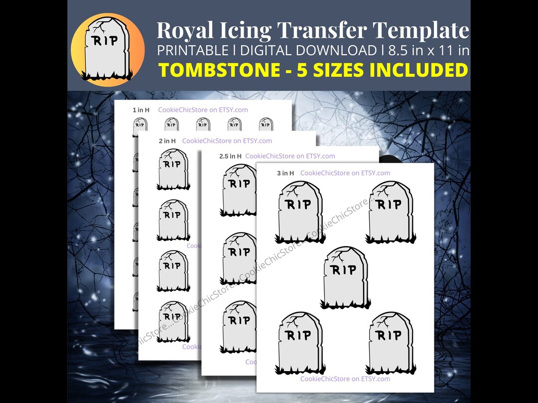 Halloween Icing Transfer Sheet Tombstone RIP Headstone Template for ...
