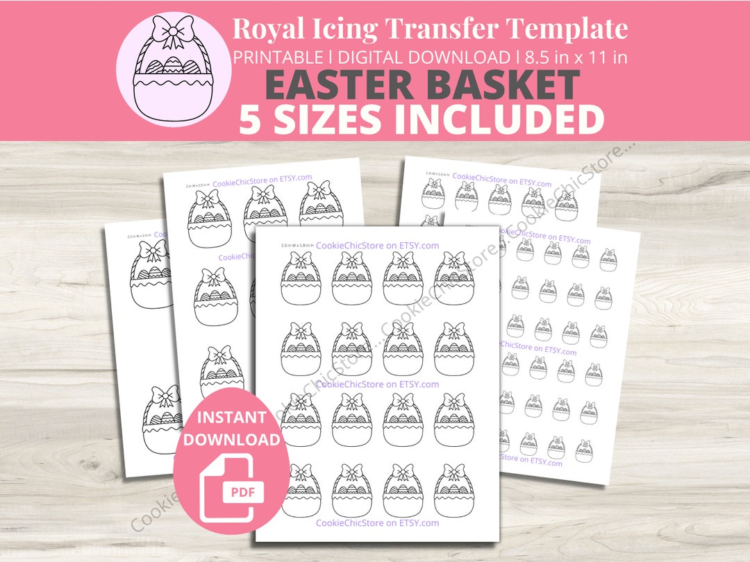 Easter Basket Royal Icing Transfer Sheet, Easter Icing Transfer ...