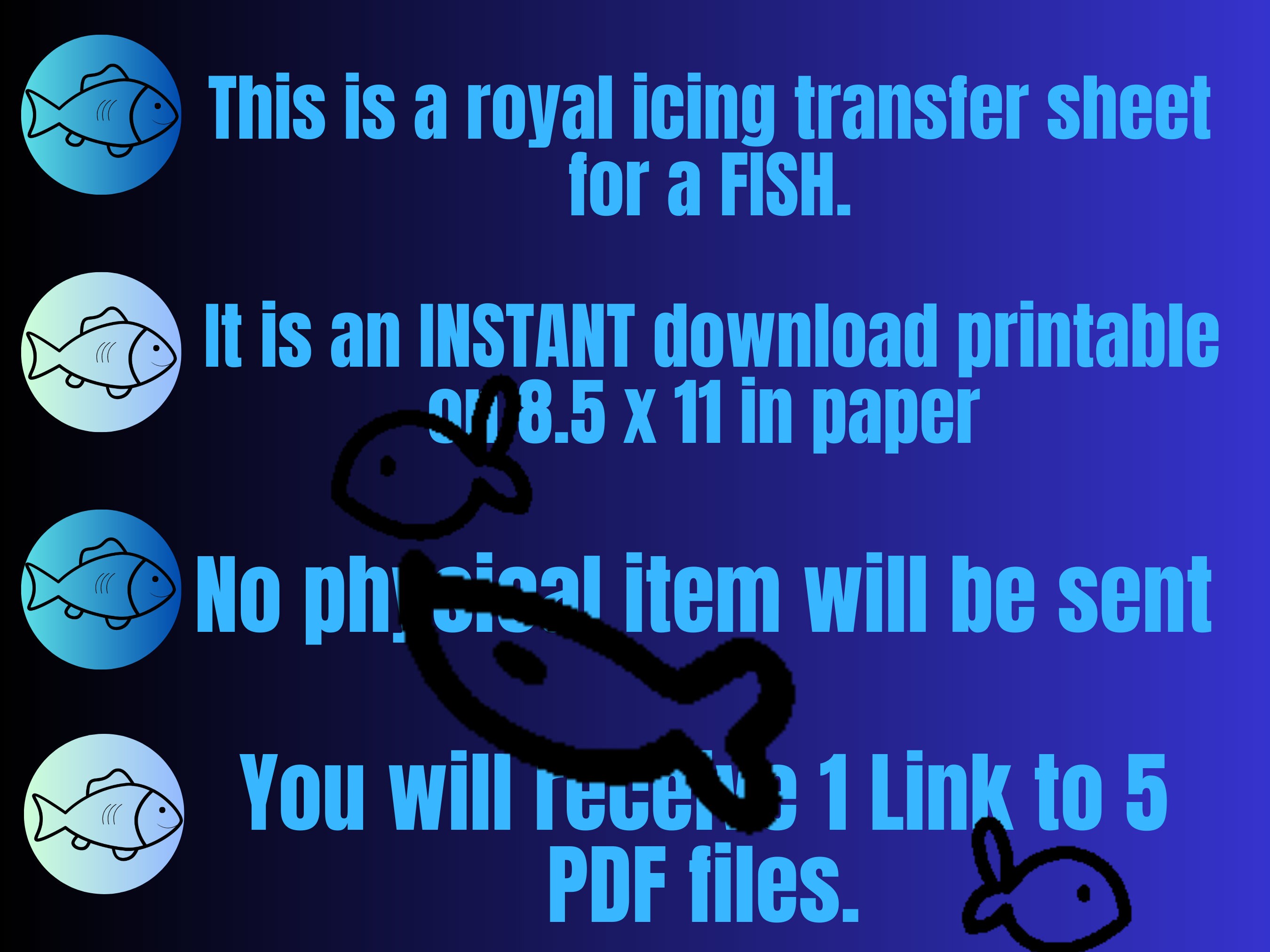 Fish Royal Icing Transfer Sheet Royal Icing Transfer Template - Etsy