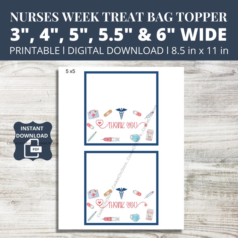 Nurses Week 2026 Thank You Appreciation Cookie Bag Topper Template for ...