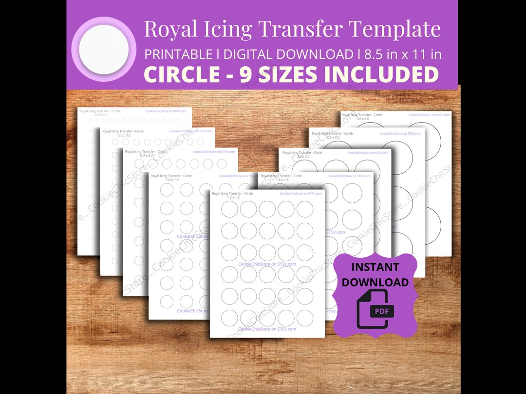 Circle Royal Icing Transfer Template, Royal Icing Circle Template ...