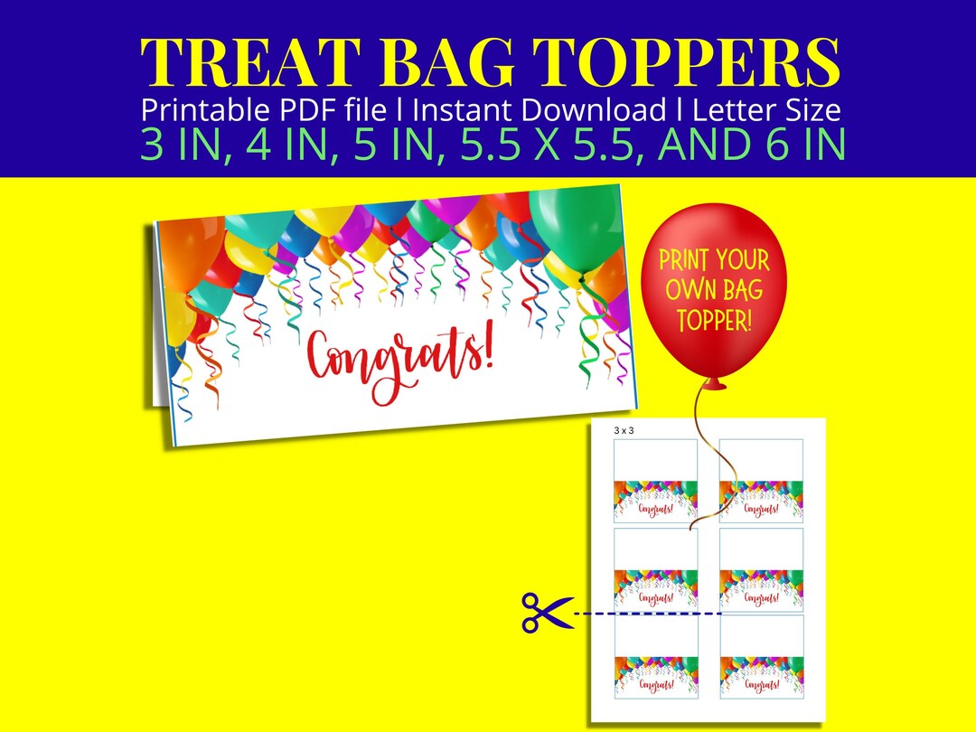 Congratulations Printable Cookie Treat Bag Topper Template, Congrats ...
