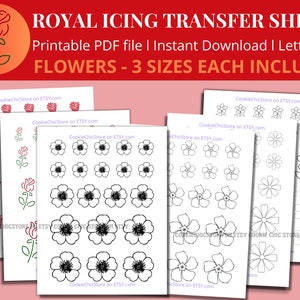 Royal Icing Transfer Sheet Flower Template, Hibiscus Transfer Sheet for ...