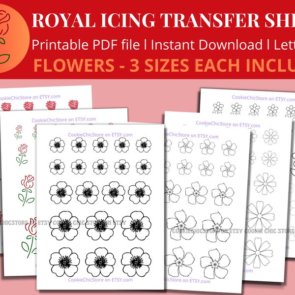 Sunflower Royal Icing Template Sheet - Etsy