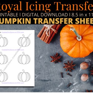 Pumpkin Royal Icing Transfer Sheet, Fall Royal Icing Transfer Template ...
