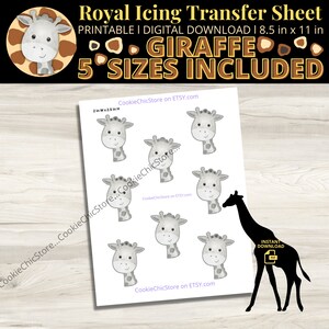 Giraffe Royal Icing Transfer Sheet for Safari Royal Icing Transfer ...