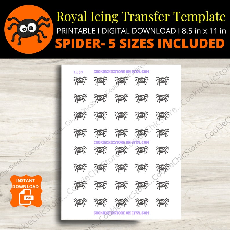 Halloween Royal Icing Transfer Sheet Spider Transfer Spider - Etsy