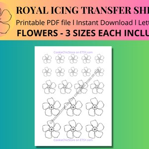 Royal Icing Transfer Sheet Flower Template, Hibiscus Transfer Sheet for ...