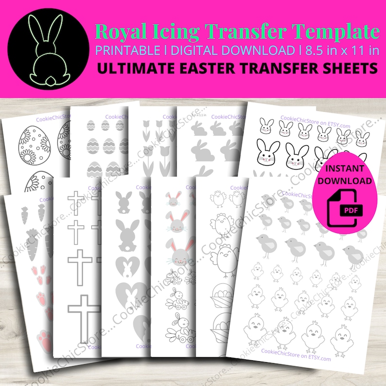 Easter Royal Icing Transfer Sheet Bundle Cookie Decoration, RI Transfer ...