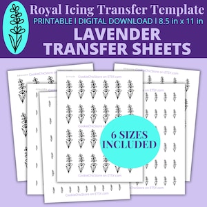 Royal Icing Transfer Sheet Lavender Flower Template, Spring Cookie ...