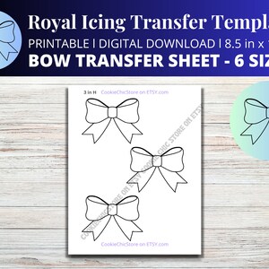 Bow Royal Icing Transfer Sheet Bow Cookie Transfer Template Digital ...