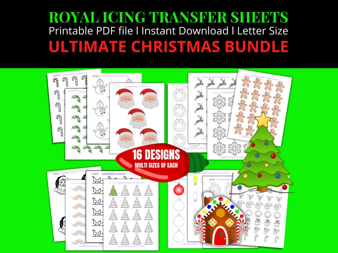 Royal Icing Transfer Sheet Christmas Royal Icing Transfer Template ...