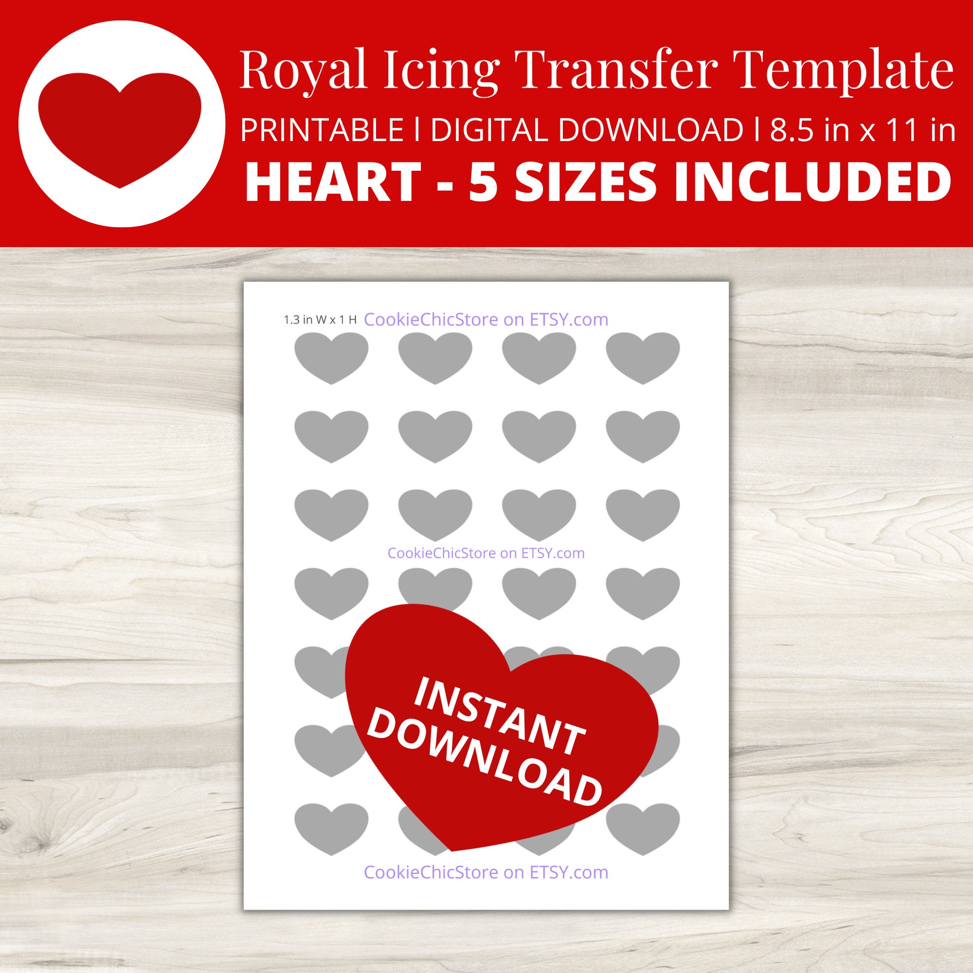 Heart Royal Icing Transfer Sheet Valentines Day Cookie - Etsy