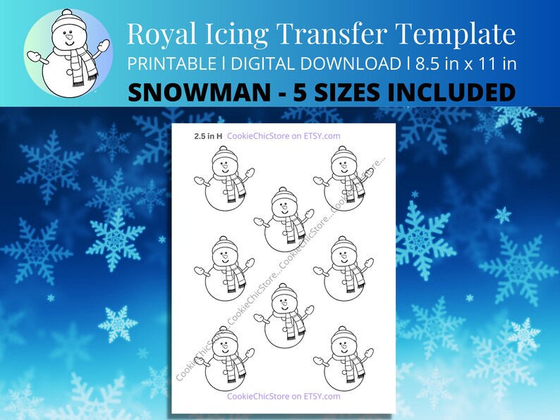 Snowman Royal Icing Transfer Sheet Christmas Royal Icing Transfer ...