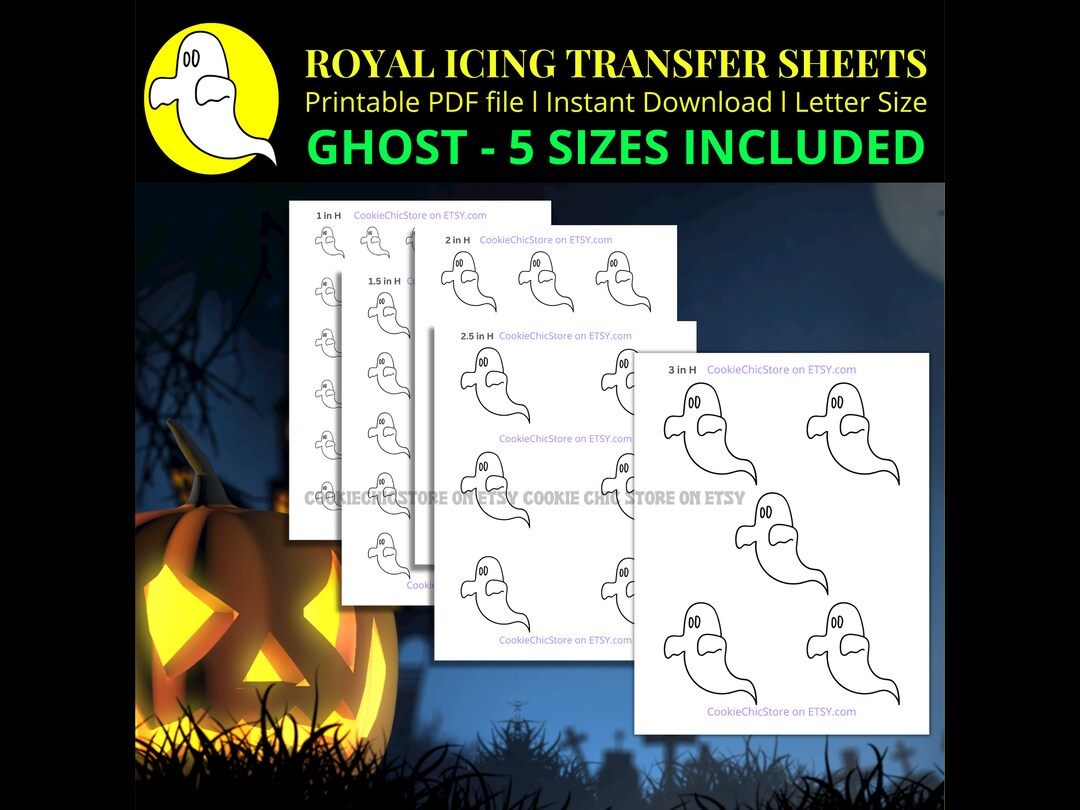 Ghost Royal Icing Transfer Sheet Ghost, Halloween Royal Icing Transfer ...