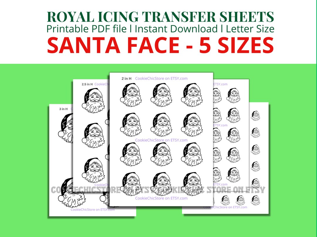 Santa Royal Icing Transfer Sheet Christmas Royal Icing Transfer Sheet ...