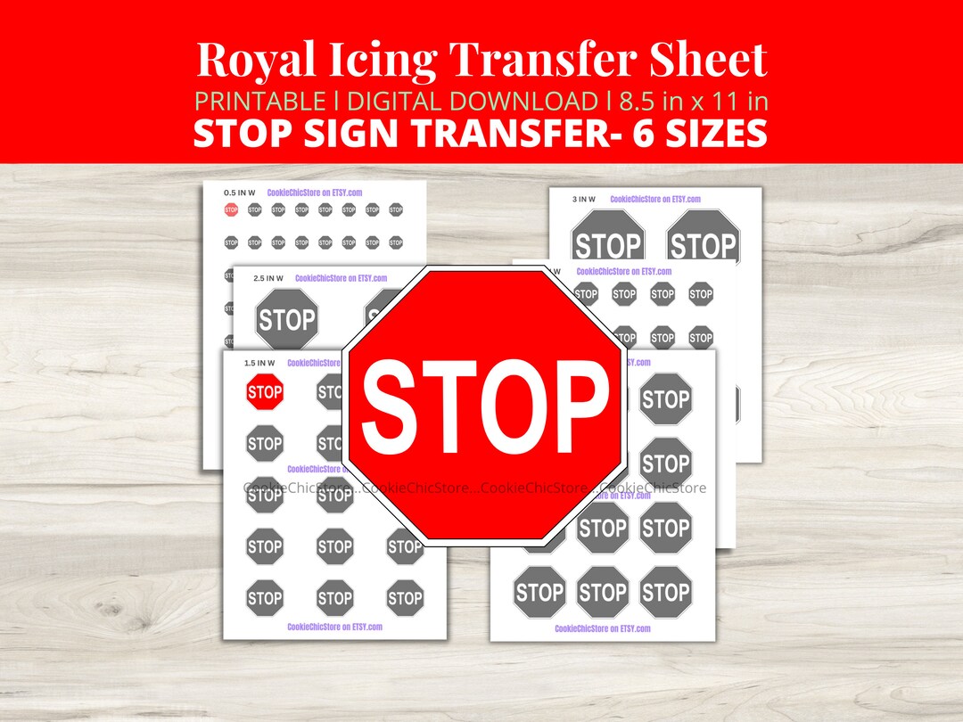 Stop Sign Icing Transfer Sheet Template for Sugar Cookie Decorating ...