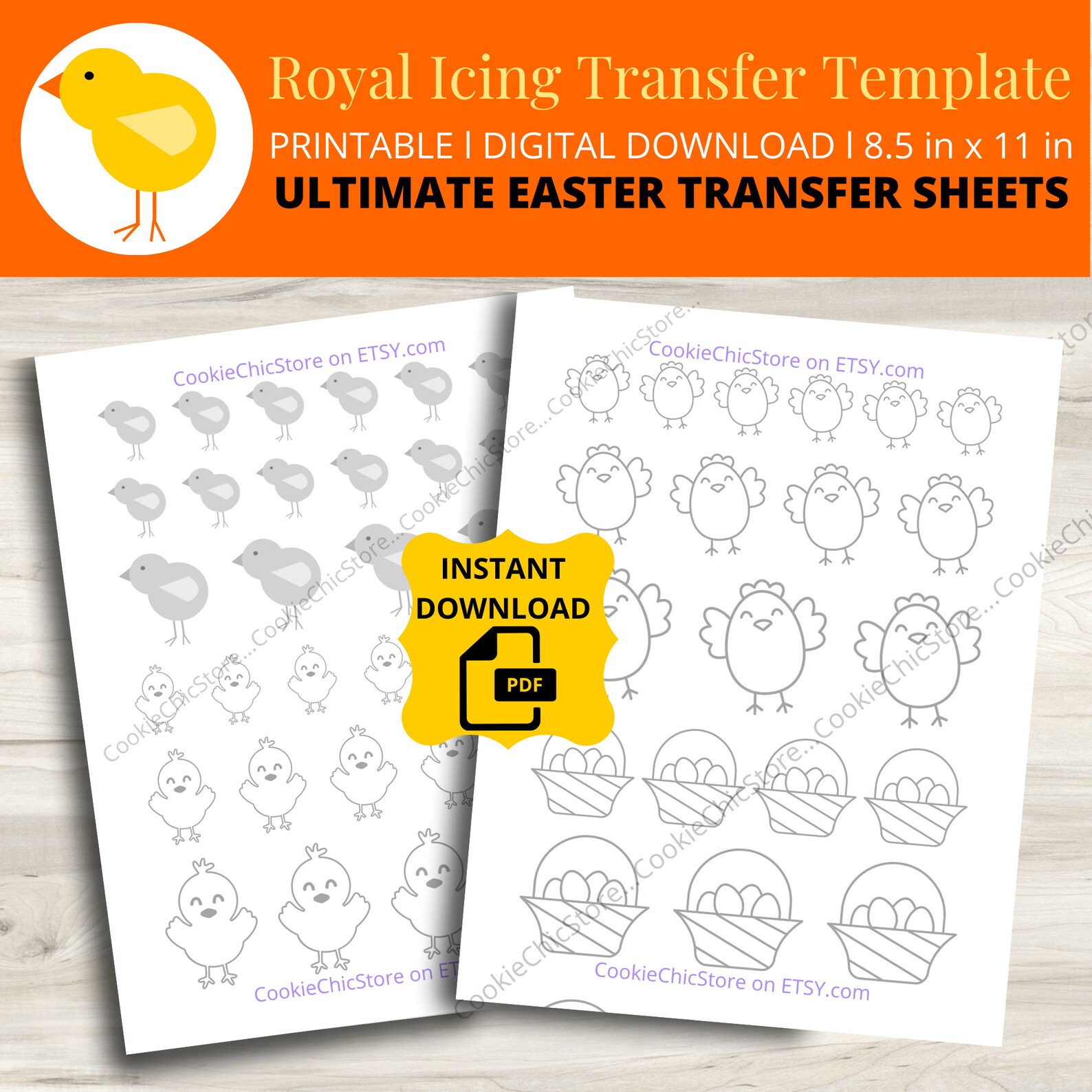 Easter Royal Icing Transfer Sheet Bundle Cookie Decoration, RI Transfer ...