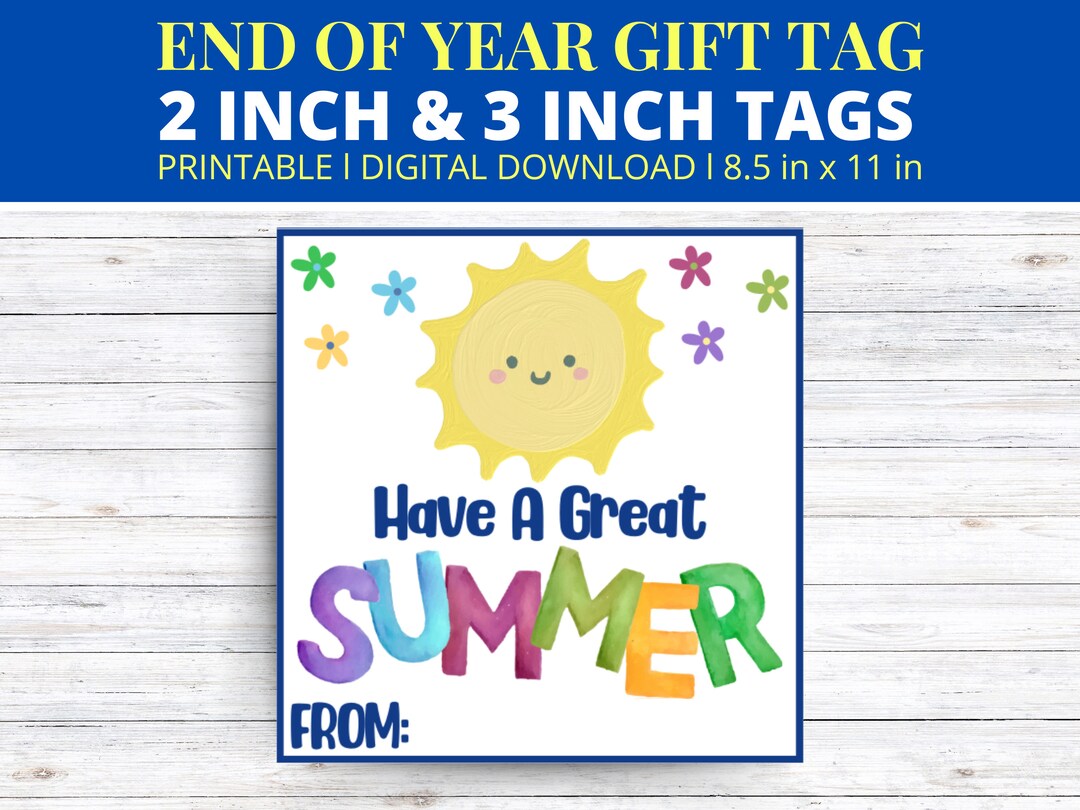 Teacher Thank You Last Day of School Gift Tag, Printable End of Year ...