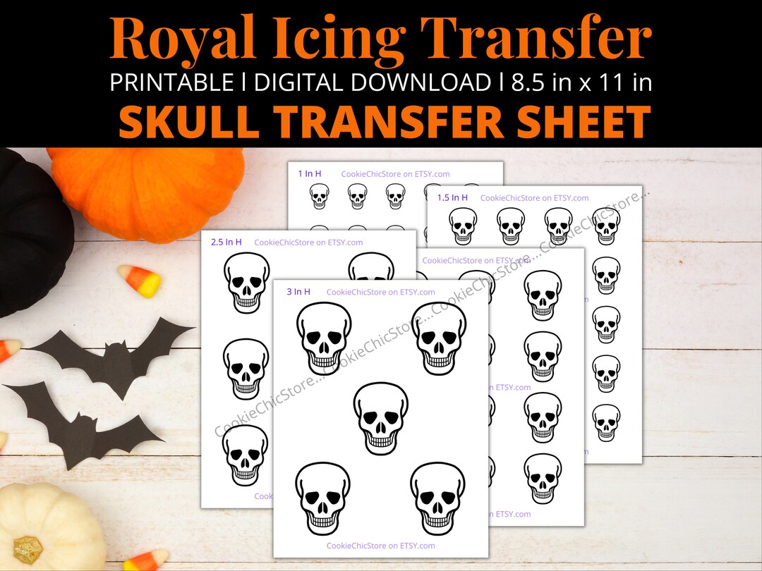 Skeleton Transfer Sheet for Royal Icing Transfer Template, Skull ...