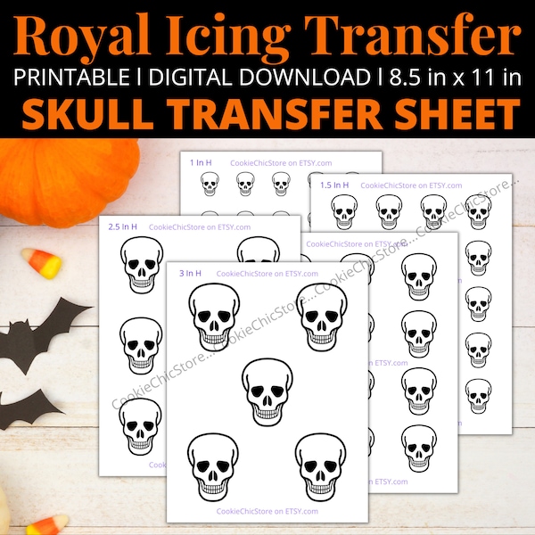 Skull Royal Icing Transfer Sheet - Etsy