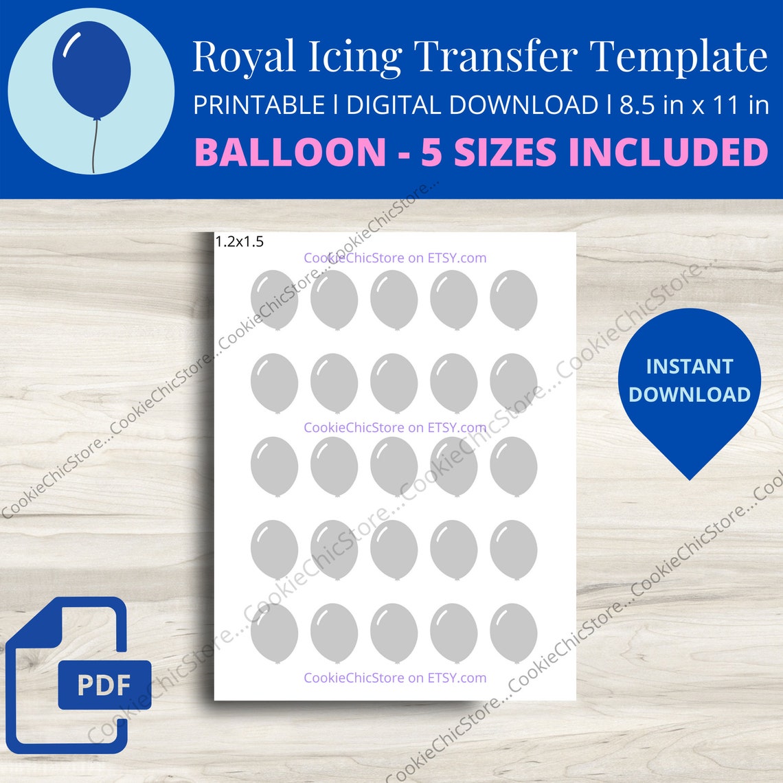 Balloon Royal Icing Transfer Sheet Royal Icing Transfer - Etsy