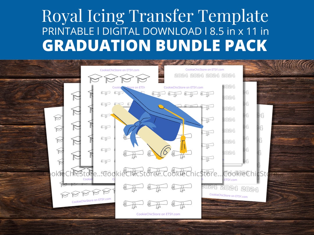 Graduation Cap Royal Icing Transfer Sheet Template for Royal Icing ...