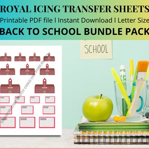 Back to School Teacher Royal Icing Transfer Sheet Template, Apple ...