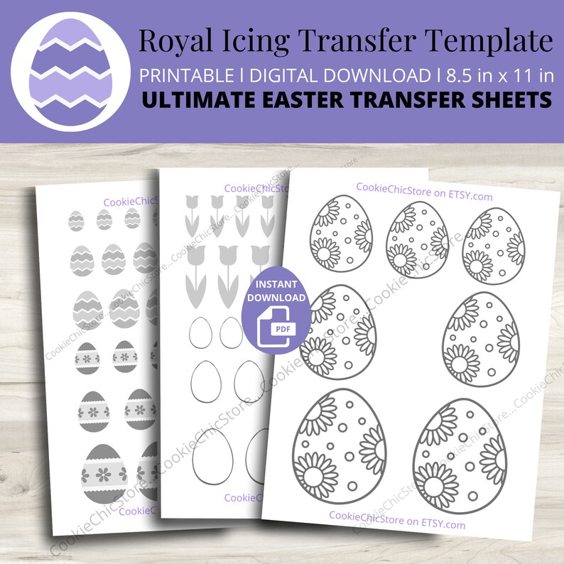 Easter Royal Icing Transfer Sheet Bundle Cookie Decoration, RI Transfer ...