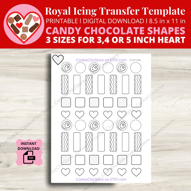 Valentines Day Royal Icing Transfer Sheet Chocolate Box RI Transfer ...