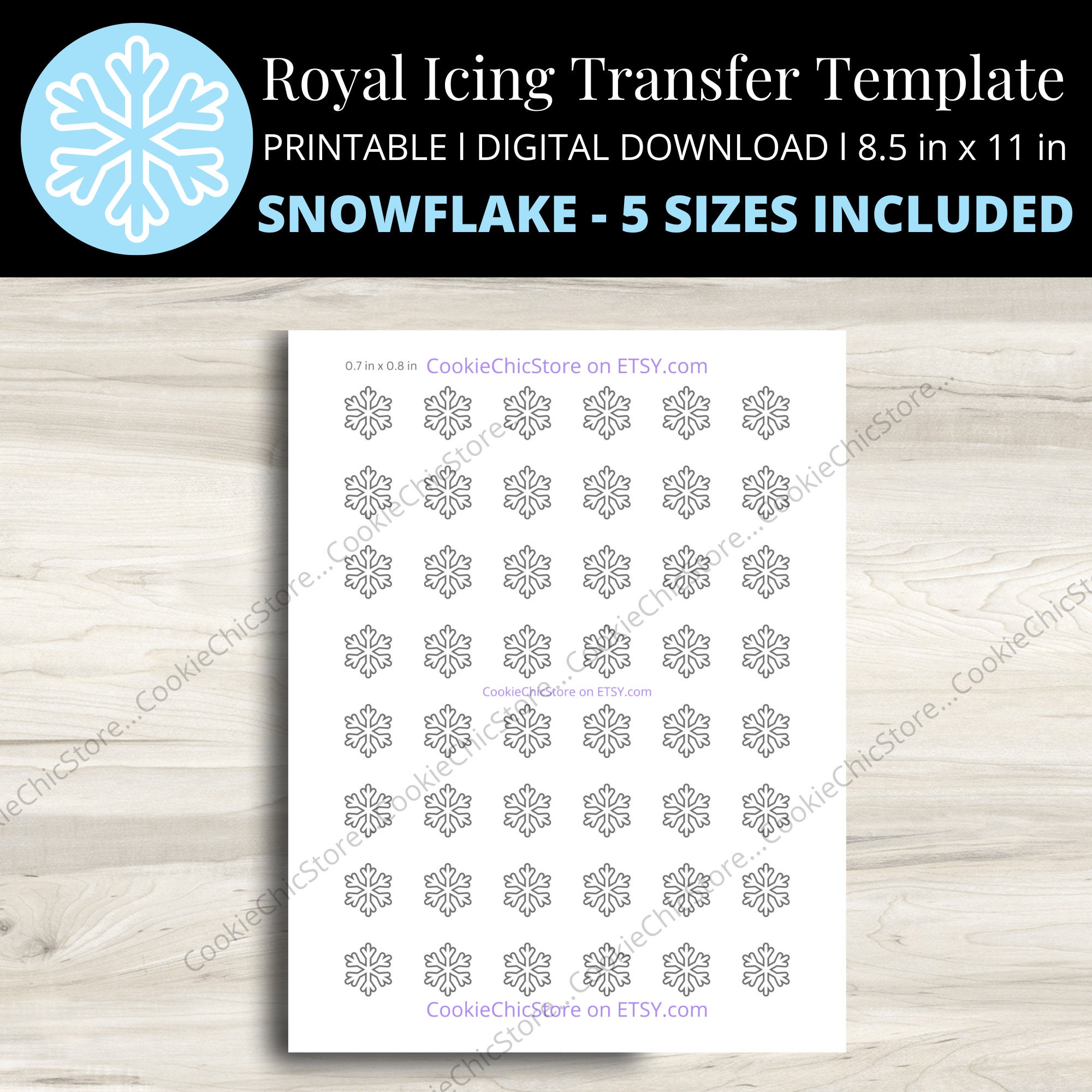 Christmas Royal Icing Transfer Sheet Snowflake Royal Icing - Etsy