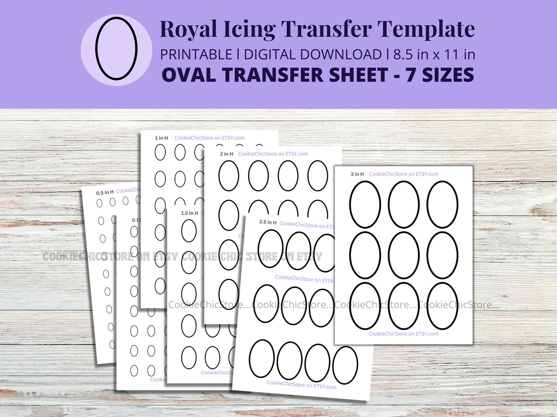 Oval Royal Icing Transfer Sheet, Royal Icing Transfer Template Oval ...