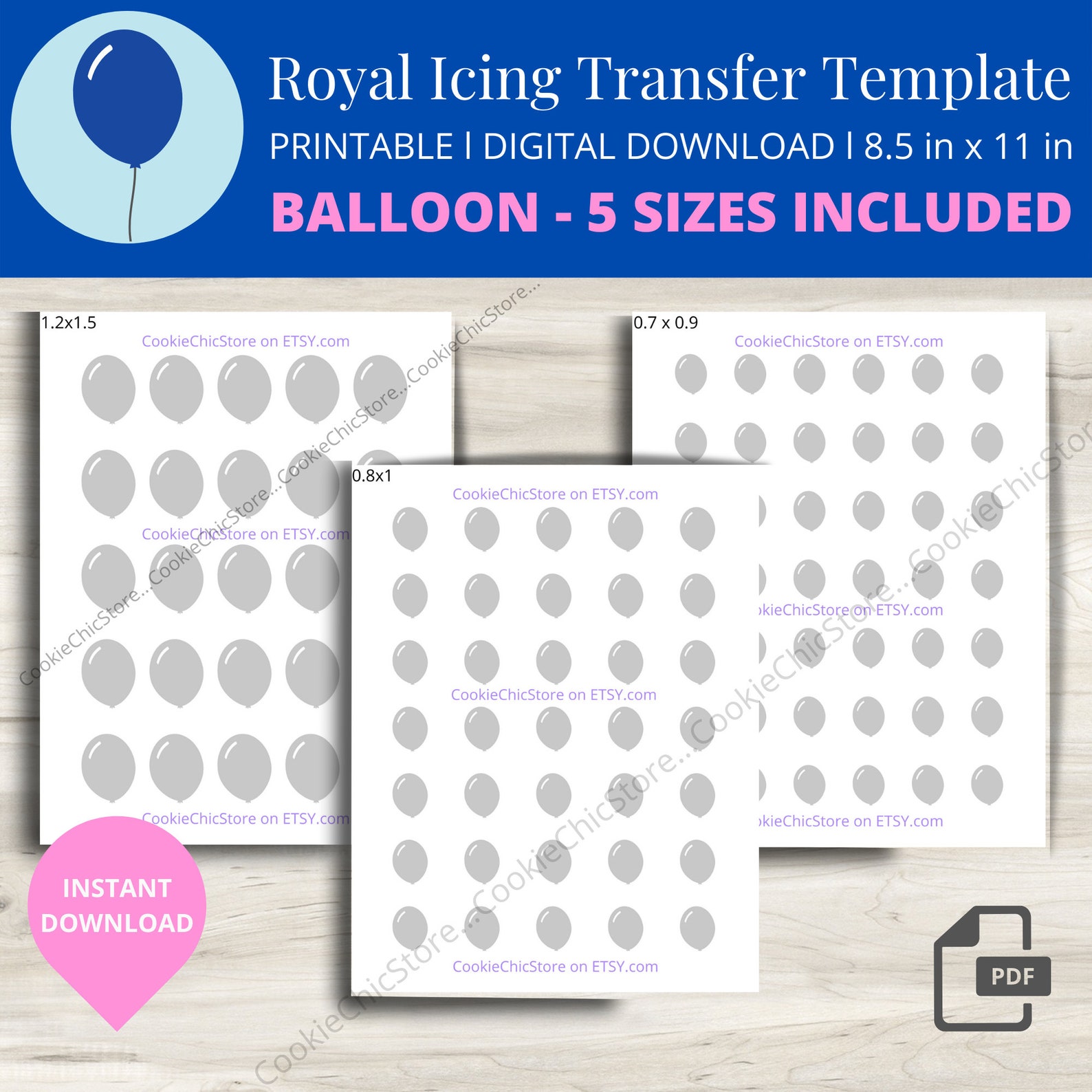 Balloon Royal Icing Transfer Sheet Royal Icing Transfer - Etsy