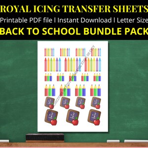 Back to School Teacher Royal Icing Transfer Sheet Template, Apple ...