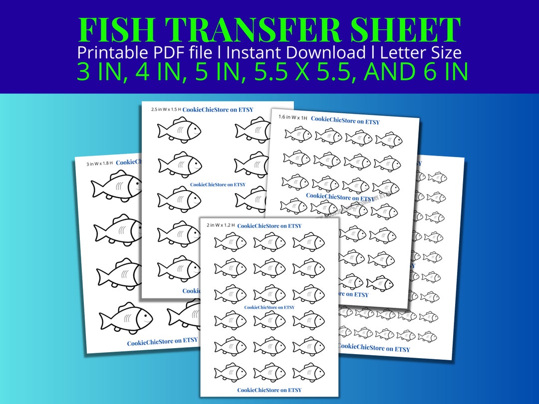 Fish Royal Icing Transfer Sheet, Royal Icing Transfer Template Fish ...