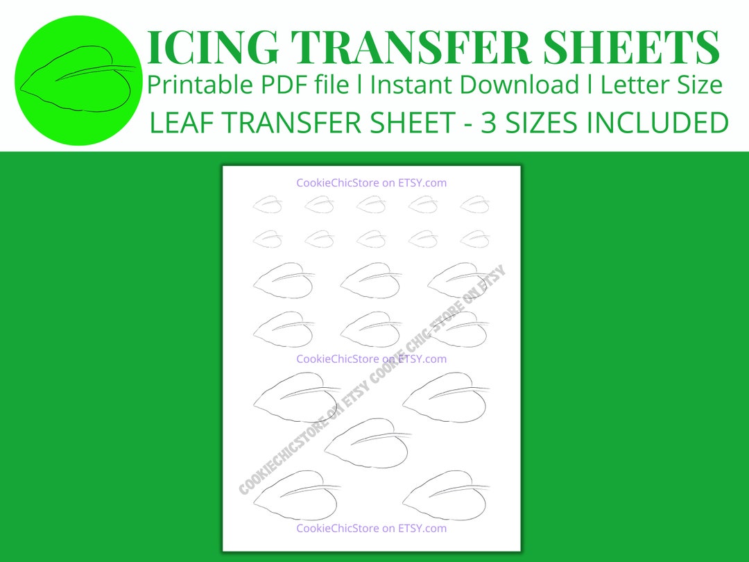 Leaf Royal Icing Transfer Sheet Leaves Royal Icing Transfer Printable ...