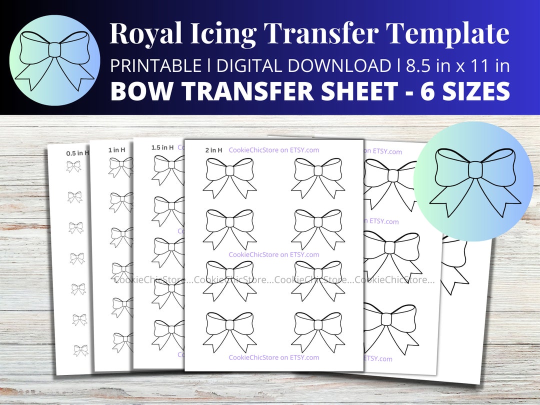 Bow Royal Icing Transfer Sheet Bow Cookie Transfer Template - Etsy