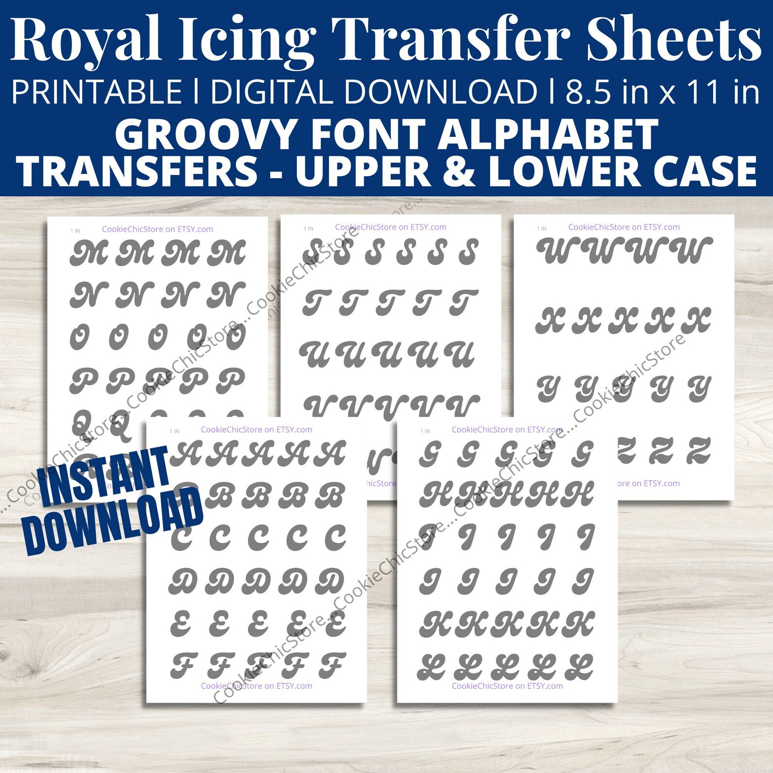Royal Icing Transfer Retro Groovy Font Letters Sheet, 70s Alphabet ...