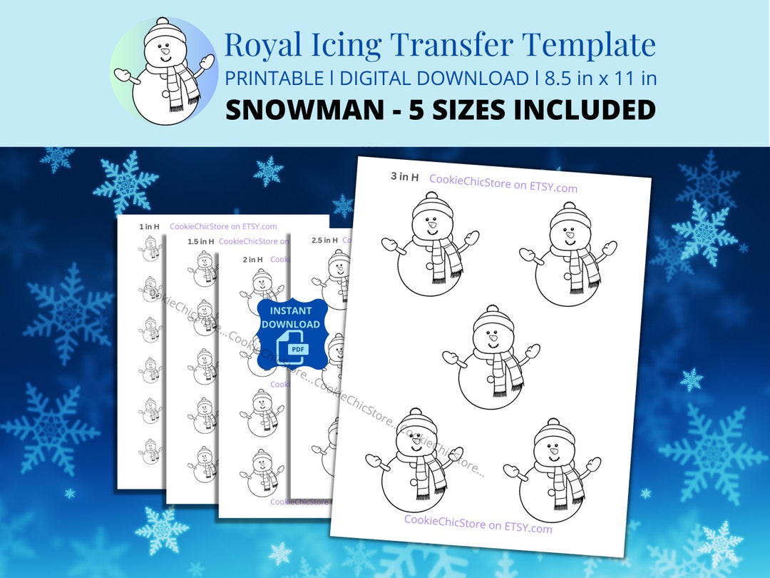 Snowman Royal Icing Transfer Sheet Christmas Royal Icing Transfer ...