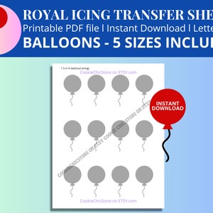 Balloon Royal Icing Transfer Sheet, Royal Icing Transfer Template ...