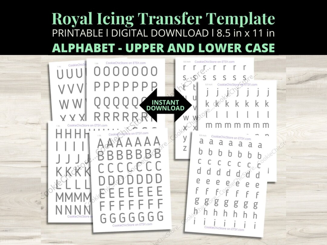 Royal Icing Transfer Letters Sheet, Alphabet Transfer Sheet, Digital ...