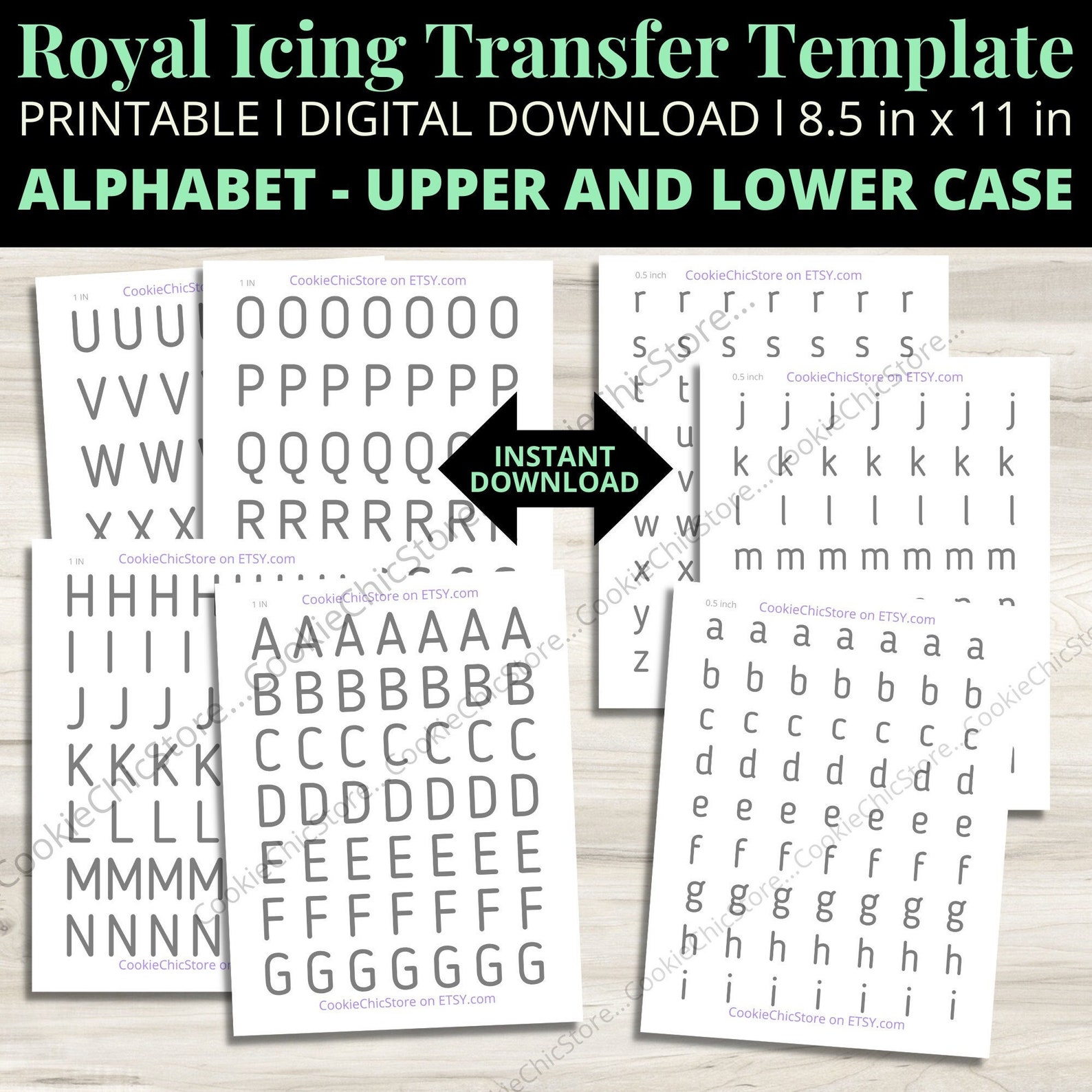 Royal Icing Transfer Letters Sheet Alphabet Transfer Sheet - Etsy