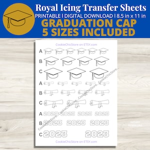 Graduation Cap Royal Icing Transfer Sheet Template for Royal Icing ...