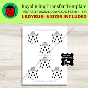 Ladybug Royal Icing Transfer Sheet Template, Printable Lady Bug RI ...