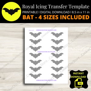 Halloween Royal Icing Transfer Sheet, Bat Royal Icing Transfer ...