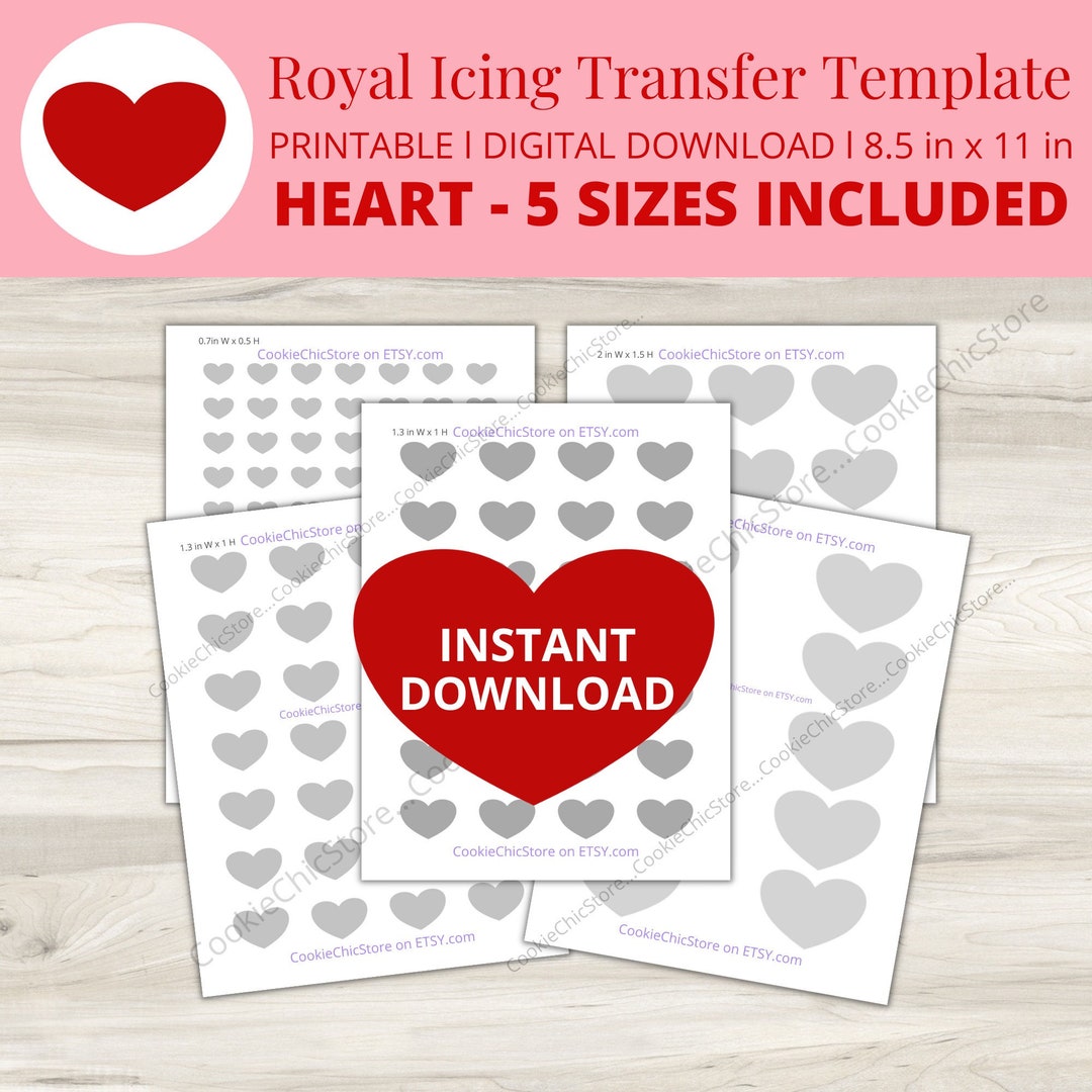 Heart Royal Icing Transfer Sheet Valentines Day Cookie - Etsy